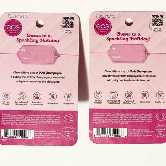 eos | Makeup | 5 For 25 Nwt 2 X Eos Pink Champagne Lip Balm Sphere ...